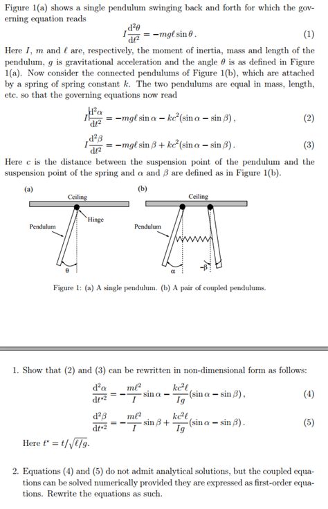 Solved Figure 1a Shows A Single Pendulum Swinging Back And