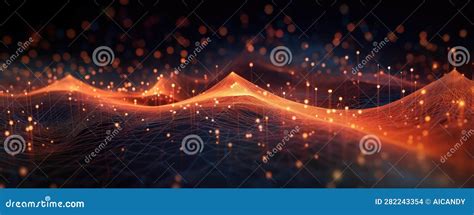 Minimalistic Background With Digital Data Streams And Glowing Particles Representing The Flow