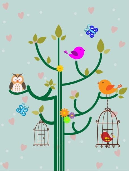 귀여운 만화 스타일의 새 배경 디자인 Ai Eps Uidownload