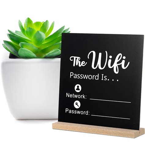 Outus Wooden Wifi Pattern Password Sign Chalkboard Style Board