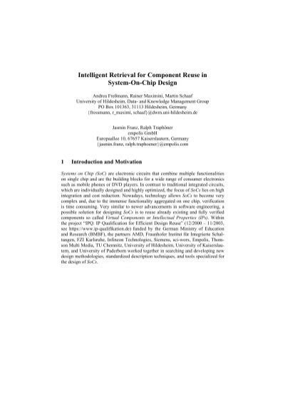 Intelligent Retrieval For Component Reuse In System On Chip Design