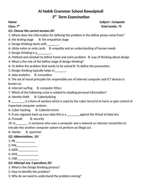 Class 7th Computer Final Pdf