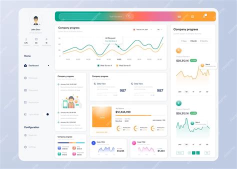 Premium Vector Infographic Dashboard Ui Design With Graphs Charts And Diagrams Web Interface