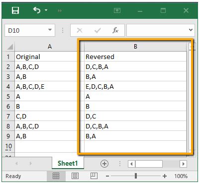 How To Reverse Comma Separated String In Excel Stack Overflow