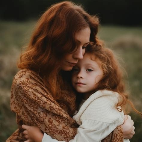 Un Abrazo De Madre E Hija En Un Campo Foto Premium