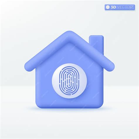 Premium Vector Home Fingerprint Icon Symbols Scan Biometric Identity Authorized And Business