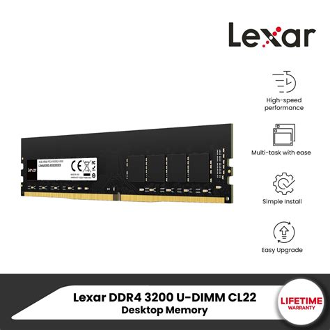 Lexar 16gb Ddr4 3200mhz Cl22 U Dimm Ram Pc แรมพีซี Desktop Memory 4au016g B3200 Pcanddiy