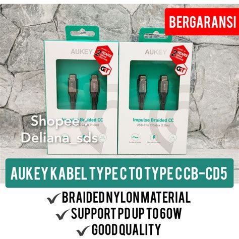 Jual Aukey Kabel Type C To Type C Cb Cd5 Garansi Resmi 2 Tahun Kabel Type C Aukey Kabel Tipe C