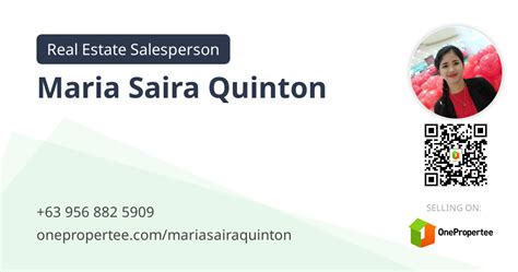 Maria Saira Quinton Real Estate Salesperson Selling On Onepropertee