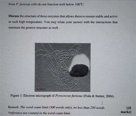 Solved Figure 1 Shows The Appearance Of Pyrococcus Furiosus