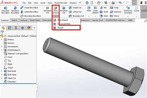 SOLIDWORKS External Thread The SOLIDWORKS Thread Tool
