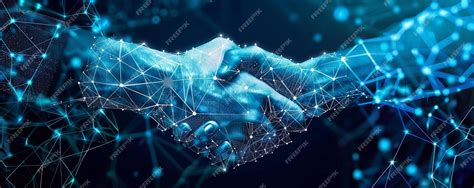 Premium Photo Digital Handshake Illustration Abstract Network Connection Concept