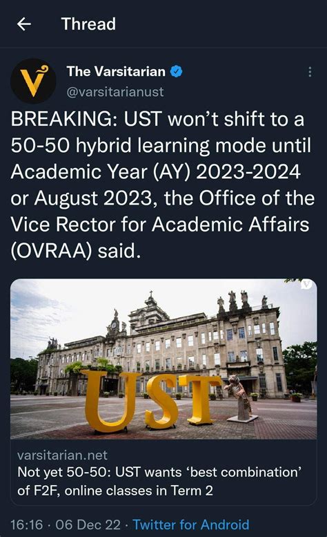 Ust ‘best Combination Of F2f Online Classes In Term 2 Rtomasino