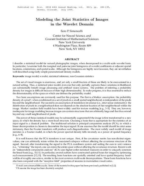 Pdf Modeling The Joint Statistics Of Images In The Wavelet Domain