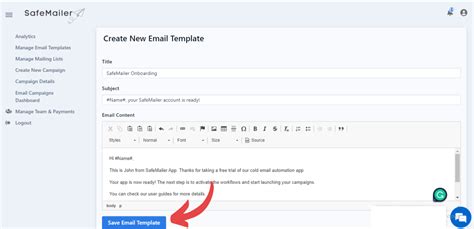 Create A New Email Template Safemailer