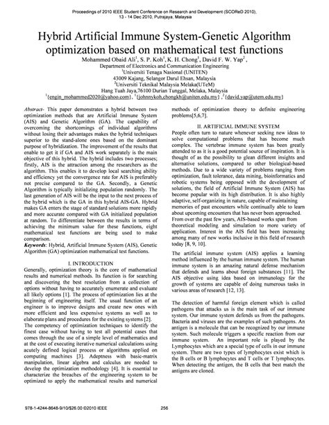 pdf hybrid artificial immune system genetic algorithm optimization