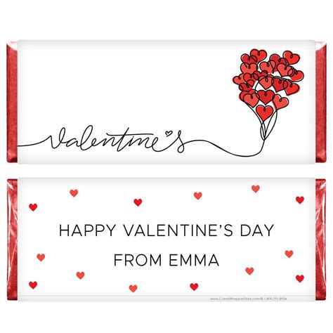Balloon Hearts Personalized Valentines Day Candy Wrappers Candy
