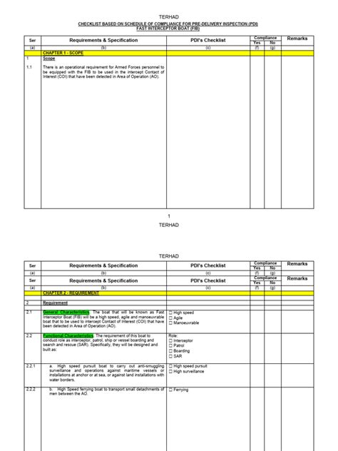 Checklist Pdi Fib Pdf Search And Rescue Watercraft