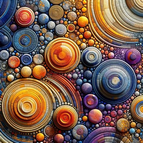 Captivating Artwork Featuring A Symphony Of Vibrant Circles And Textures Stock Image Image Of