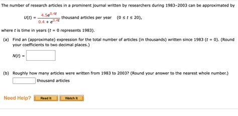 Solved The Number Of Research Articles In A Prominent