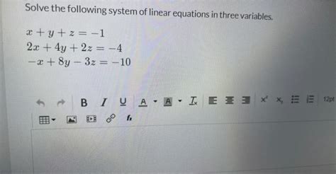 Solved Solve The Following System Of Linear Equations In