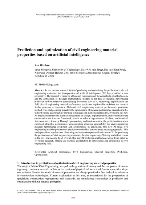 PDF Prediction And Optimization Of Civil Engineering Material Properties Based On Artificial