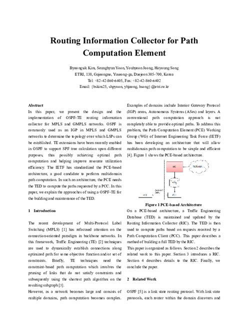 Pdf Routing Information Collector For Path Computation Element