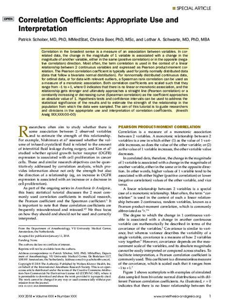 Pdf Correlation Coefficients Appropriate Use And Interpretation