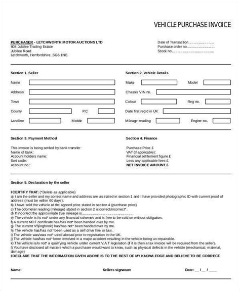 FREE Car Sale Invoice Templates In PDF MS Word Docs