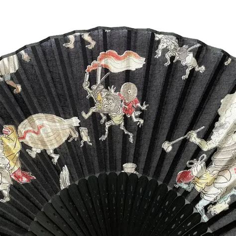 Japanese Folding Fan Sensu Yokai Museum Black Snacks Japonais Et