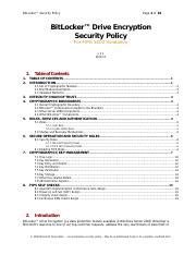 Bitlocker Drive Encryption Policy Pdf BitLocker Security Policy Page 1 Of 16 BitLocker Drive