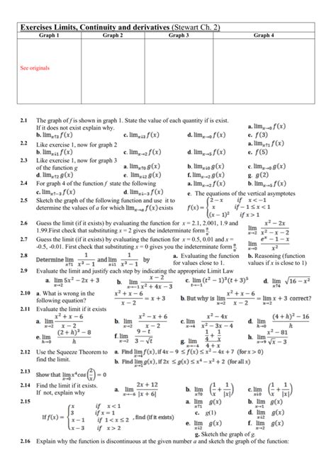 Limits And Continuity Exercises With Answers