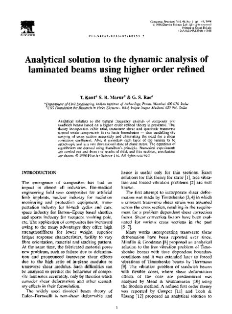 Pdf Analytical Solution To The Dynamic Analysis Of Laminated Beams