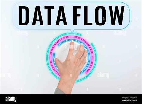 Hand Writing Sign Data Flow Business Showcase The Movement Of Data