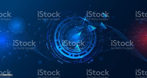 추상적 미래지향적 어두운 파란색 배경에 다각형 모양분자의 기술 벡터 디자인 디지털 기술 개념의 그림 실험실에 대한 스톡 벡터