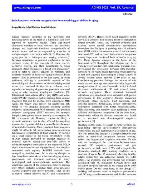 Pdf Brain Functional Networks Reorganization For Maintaining Gait