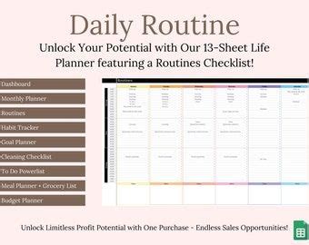 Daily Weekly Yearly Routine Planner Excel Template Excel Planner Tracker Spreadsheet