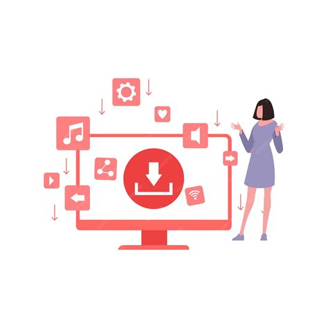Premium Vector The Girl Is Downloading System Software