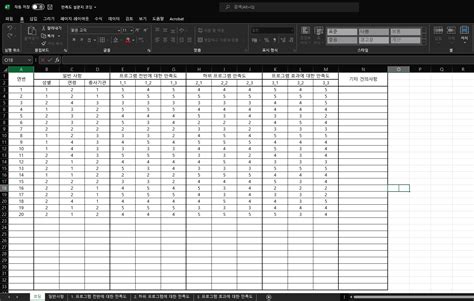만족도 조사 설문지 엑셀코딩 그래프