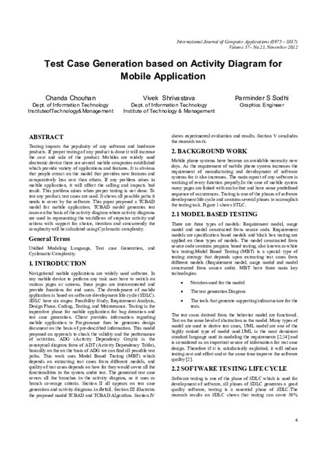 Pdf Test Case Generation Based On Activity Diagram For Mobile Application