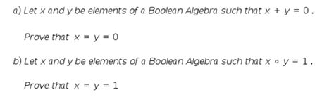 Solved A Let X And Y Be Elements Of A Boolean Algebra Such Chegg