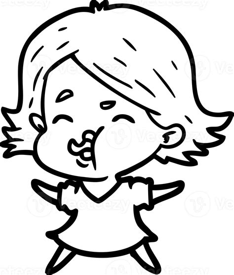 Cartoon Girl Pulling Face Icon 40829154 Png