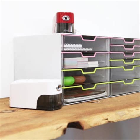 아이월드 투명 4단 서류함 서류 보관 수납함 책상정리용품 명함정리함 서류박스 문구사무