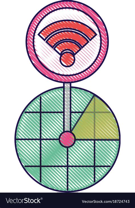 Gps Navigation Screen Pointer Map Wifi Connection Vector Image