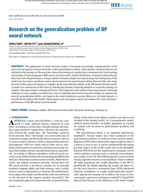 Pdf Research On The Generalization Problem Of Bp Neural Network