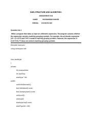 DATA STRUCTURE AND ALGORITHM Assignment Docx DATA STRUCTURE AND