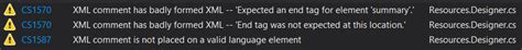 Generatedocumentationfile Causes Cs Warnings To Appear In Resources Designer Cs Issue