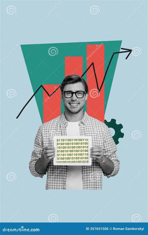 Trend Artwork Sketch Design Montage 3d Collage Of Young Guy Coder Hand