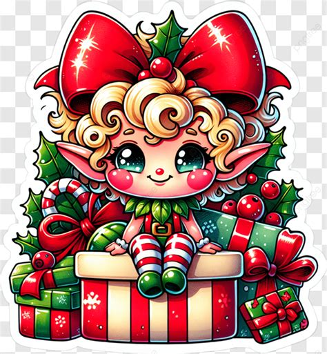 선물을 들고 있는 귀여운 휴일 엘프 클립 아트 귀여운 휴일 엘프 귀여운 휴가 선물 클립 아트 Png 일러스트 및 이미지 에