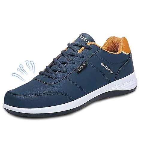 Mens Navy Blue Casual Sports Sneakers Lightweight Lace Up Athletic